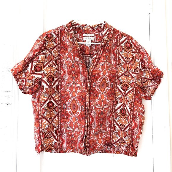 Rachel Zoe | Tops | Rachel Zoe 0 Linen Button Down Short Sleeve Boho ...